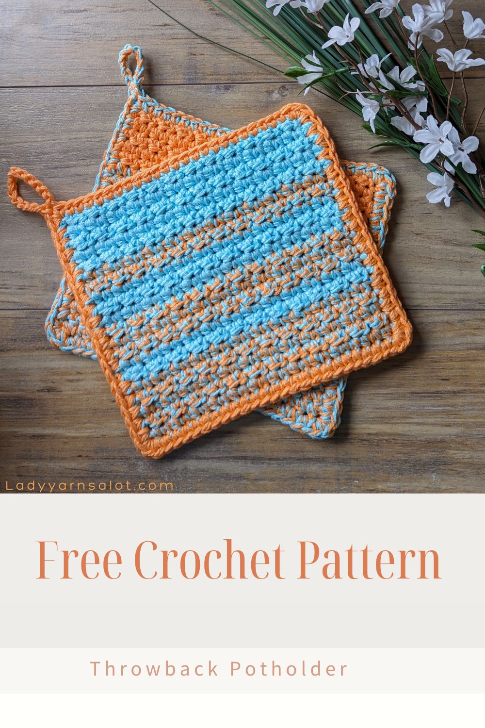 Retro Aqua and Orange Crocheted Potholder Pattern/ Throwback Potholder ...